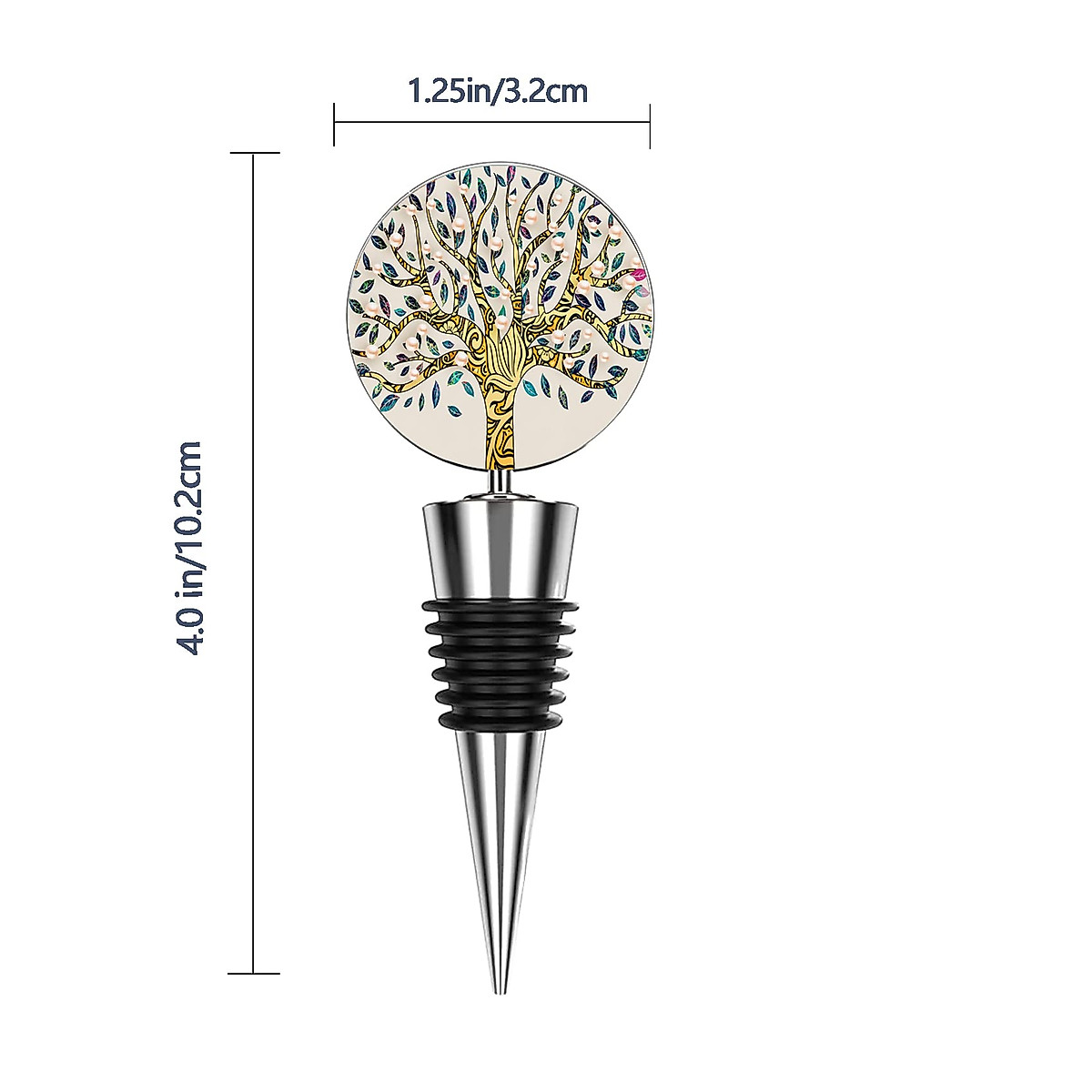 Wine Stoppers, Wine Bottle Stopper, Eco-friendly Champagne Stopper, Reusable Zinc Alloy Silicone Wine Stoppers for Home, Bar, Party, Wedding (3 Pack Tree of Life)