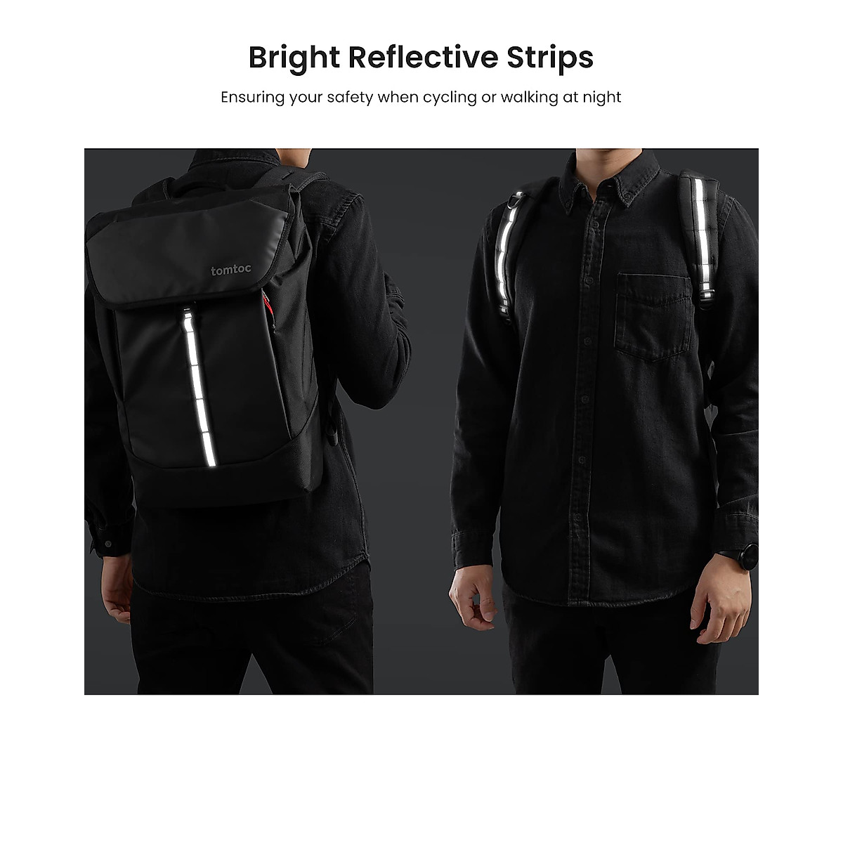 tomtoc Flap Laptop Backpack, Water-Resistant Durable Travel Backpack Rucksack for 13-16 Inch MacBook/15.6 Inch Notebook, Large Capacity Daypack for Work, School, Commuting, Weekend Holiday, 17L, Black