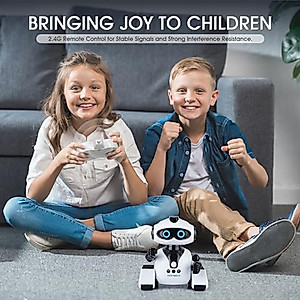 Robots Toys for Kids, 2.4Ghz Remote Control Robot Toys with Music and LED Eyes for Boys/Girls, RC Toy Stocking Stuffers for 3-12 Year Toddler Children Teen for Birthday Day Gift(White)