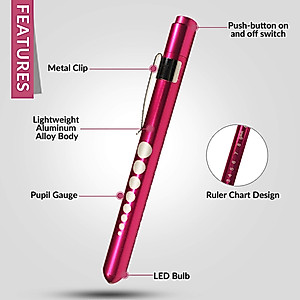 PenlightPro 6 Pcs LED Medical Pen Light with Batteries,Pen Light Essential for EMT,Nurses,Nursing Students,Doctors,Effective Pupil Gauge,Ruler and Tactical Pen Lights