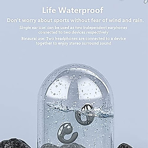 HIJUNE Wireless Ear Clip Bone Conduction Headphones, Open Ear Mini Bone Conduction Headphones for Running Sports (Red)