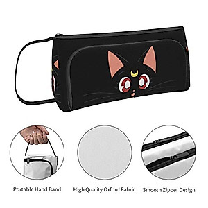 Cat Cute Pencil Case for Teen Girl, Kawaii Anime Pencil Case Black, Large Capacity Aesthetic Pencil Pouch Pen Bag with Zipper for School