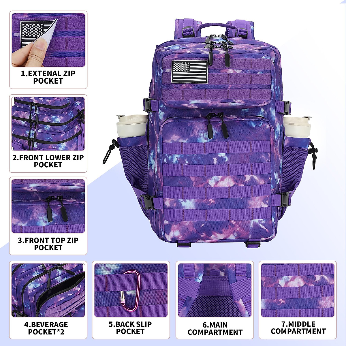 KXBUNQD Casual Daypack Lightweight School Bag for Men Women Travel Rucksack Large Outdoor Waterproof BackPack with Molle System