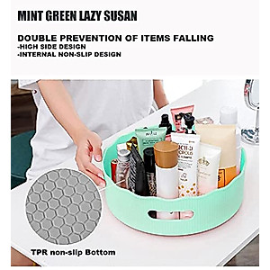 Lazy Susan Set of 2, Turntable Organizer Containers, Cabinet Pantry Organizer, Rotating Spice Rack for Kitchen, Fridge, Countertop, Bedroom, Home Office, Bathroom, Size 11.5" and 9.5"(Mint Green)