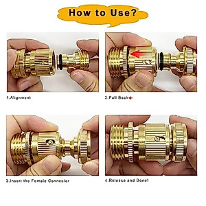 DINHAND 4 Sets Garden Hose Quick Connector No-Leak 3/4 GHT Inch Male and Female Thread Water Hose Fittings
