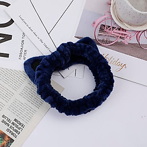 Hofar Cat Face Wash Headband Hairband with Cat Ears Coral Fleece Cartoon Cute Creative Hair Accessories