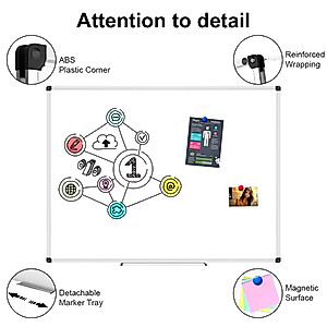XBoard Porcelain Magnetic Dry Erase Board 48 x 36 Inch, Porcelain Whiteboard with Aluminium Frame & Marker Tray 4' x 3' | Wall Mounted Magnetic White Board for Home School Office
