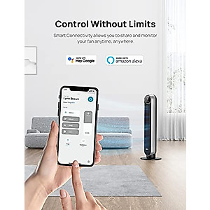 Dreo 42 Inch Smart Tower Fan, 90° Oscillating Fan, WiFi Alexa Fan, Voice Control & Nomad One S Alexa Fan, Quiet Tower Fan with Remote, 90°Oscillating Fan with Voice Control, Silver, 36inch(DR-HTF007S)