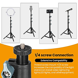 TARION Light Stand for Phone Cameras - 51" Photography Lighting Tripod Stand Mobile Phone Stand Stick Lightweight Foldable Travel Tripod Stand for Recording Vlogging Videography Filming TLS-01