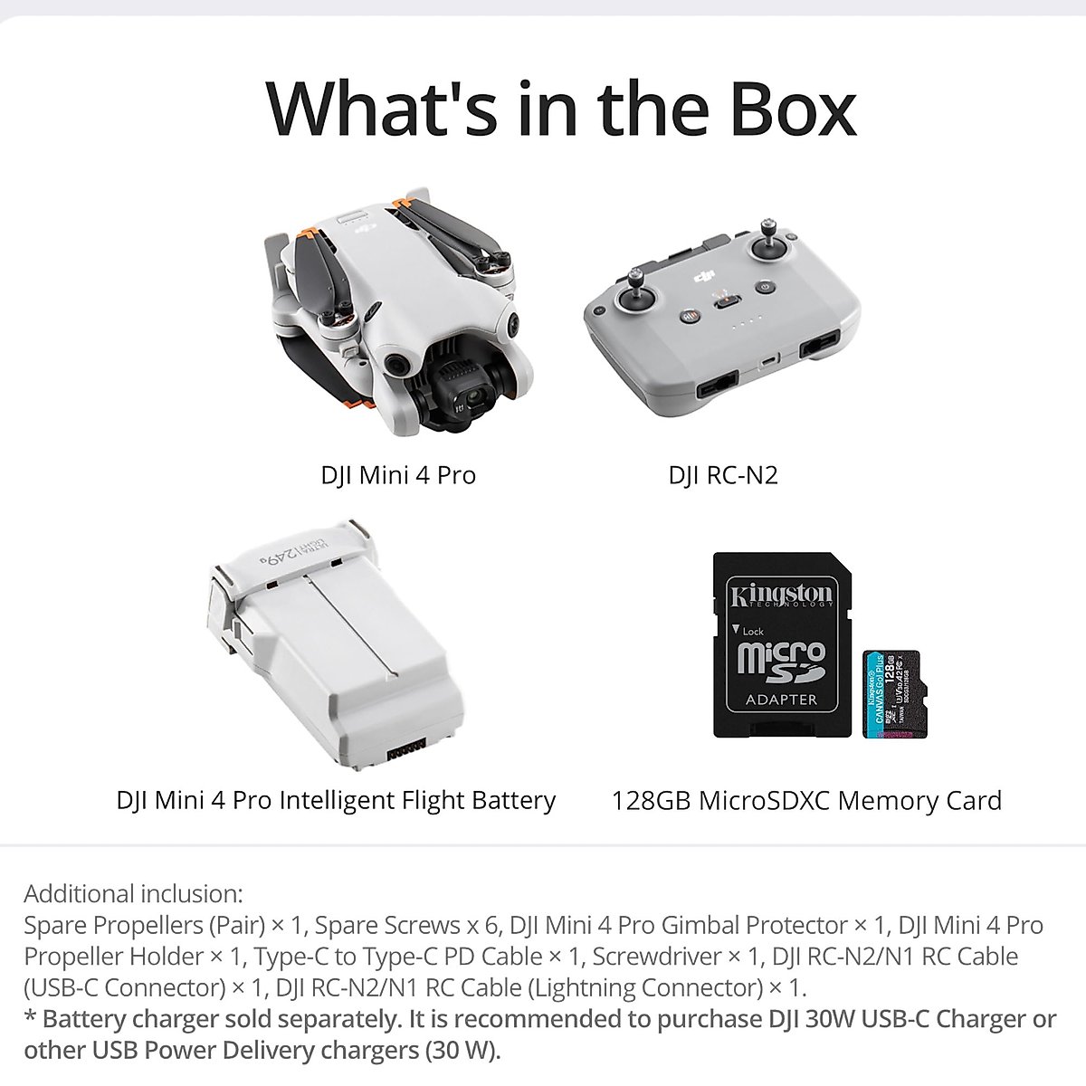 DJI Mini 4 Pro Quadcopter Drone with 128GB Card- Lightweight and Foldable Mini Camera Drone with 4K HDR Video, True Vertical Shooting, Obstacle Sensing and Intelligent Features (2 Items)