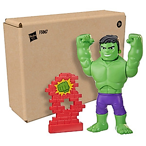 Spidey and His Amazing Friends Marvel Power Smash Hulk Action Figure, 10-inch Hulk Toys, Preschool Toys, Super Hero Toys for 3 Year Old Boys and Girls and Up, with Brick Wall Accessory