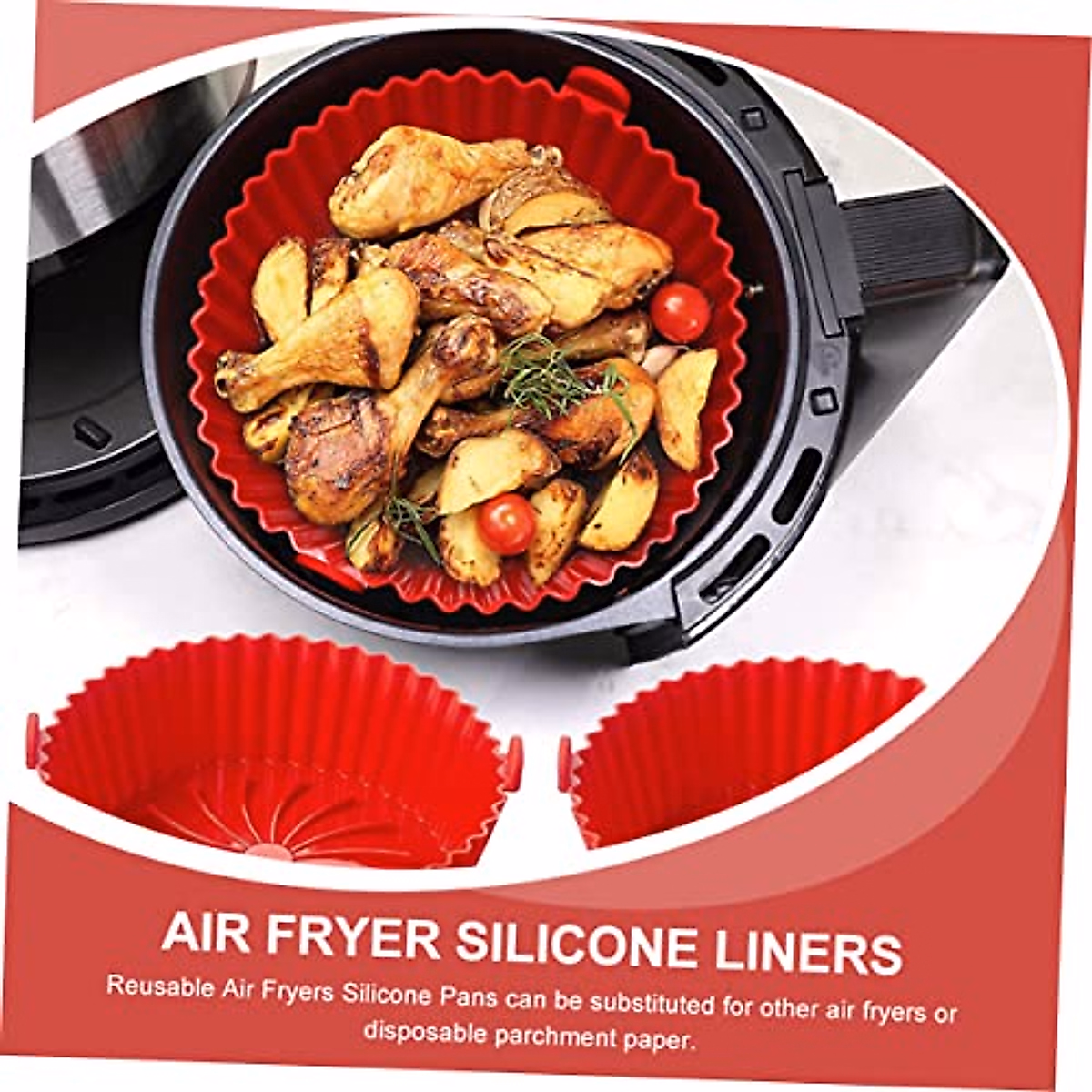 Luxshiny 2pcs Silicone Pad Air Fryer Ovens Washable Silicone Mat Air Fryer Basket for Oven Air Fryer Tray Air Fryer Oven Tray Airfryer Liners Oven Liners Air Fryer Accessories Baking Liners