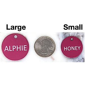 Pet ID Tag Custom for Dog Cat Personalized | Many Shapes and Colors to Choose from | Made in USA | Strong Anodized Aluminum (Circle Pink, Small)