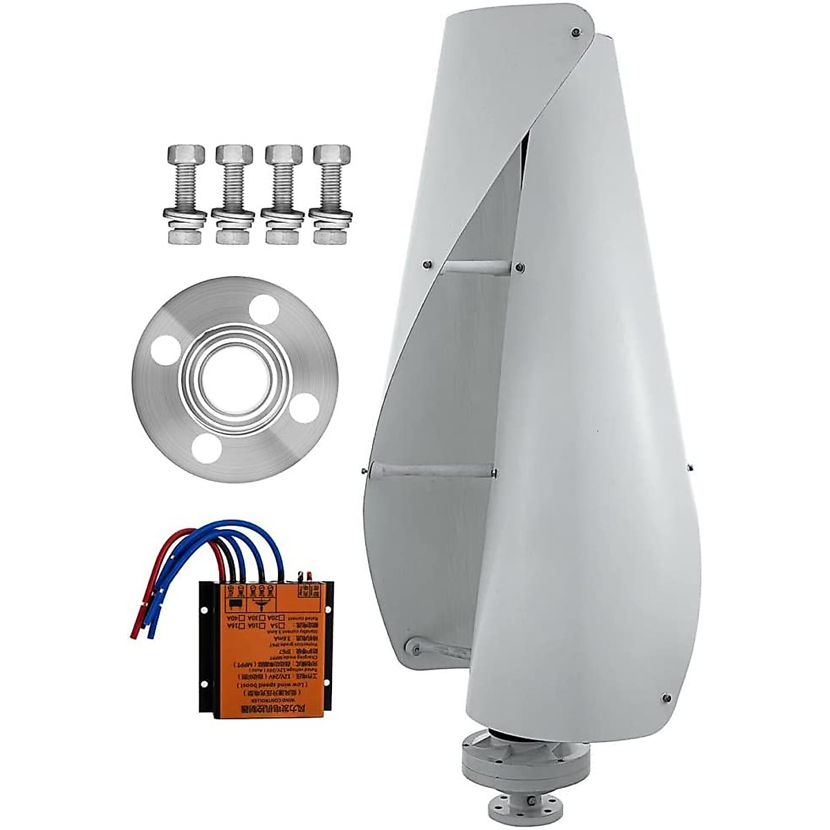 Wind Turbine Generator 24V 400W Wind Turbine Kit 2 Blades Wind Power Generator with Charge Controller Vertical Helix Wind Power Turbine Generator Kit for Terrace, Marine, Motor Home, Chalet, Boat