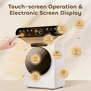 TECSPACE 2 In 1 Mini Portable Washer And Dryer Combo, 9 L Mini Washing Machine With 24 Hours Reservation Mode and High-temperature Stain Removal for Baby Clothes, Underwear (9L)