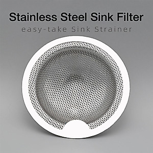 Stainless Steel Slop Basket Filter Trap - Bathroom Sink Drain Strainer | Bathtub Shower Drain Hair Trap | Kitchen Sink Drain Strainer | Mesh Metal Sink Strainer Kitchen Drain Strainer with Rim