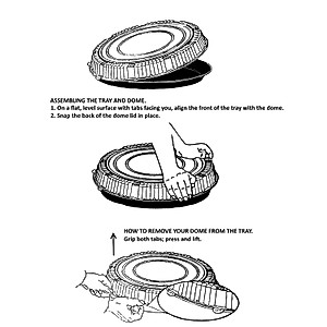 16" Black Round Flat Catering Serving Party Tray Food Platter + Clear Dome Lid (Pack of 10 Sets)