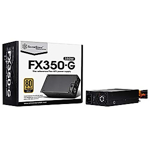 SilverStone Technology 350 Watt Flex ATX Power Supply with Fixed Cables and 80 Plus Gold with 6Pin PCIe Connector SST-FX350-G-USA, Black（Lead-Free Paint）