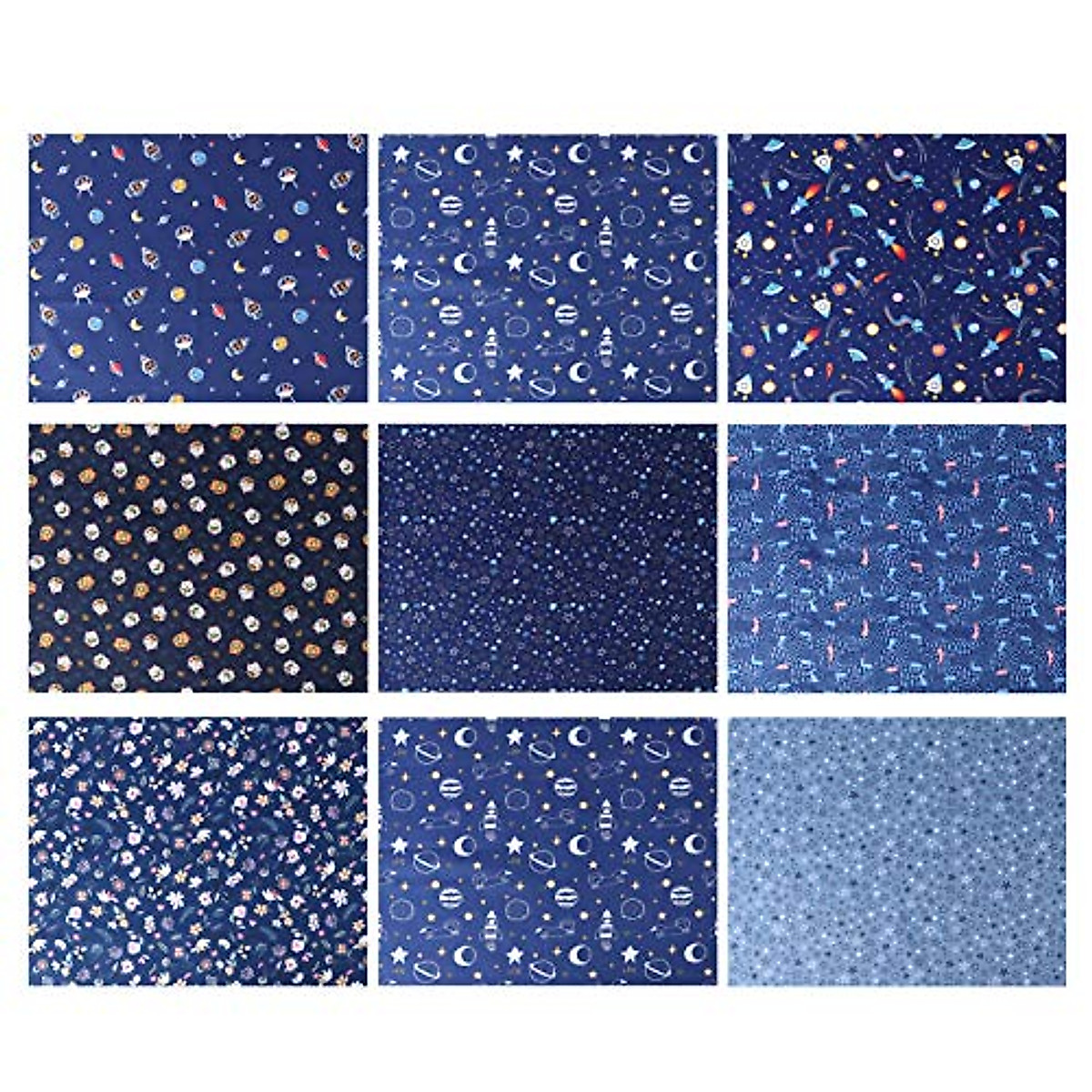 Healifty Floral Comforter 9Pcs Christmas Cotton Fabric Sheet Patchwork Cloth Quilting Precut Scraps Sewing Fabric for DIY Scrapbooking Mouth Cover Purse Bag Making 40x50cm (Blue) Floral Sheets