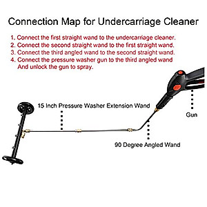 Tool Daily Dual-Function Undercarriage Cleaner,Surface Cleaner for Pressure Washer, 16 Inch, Underbody Car Wash Water Broom with 3 Pieces Extension Wand, 4000 PSI