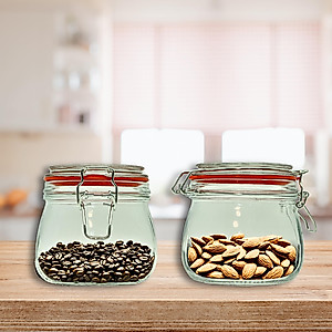 Generic Set of 2 airtight wide mouth glass jar with lid 17oz 0.5 liter Clear Glass Kitchen, Pantry Organizer. Keep your food, grains coffee, tea, cookies and candies dry, fresh. (Oval PC11002-F)