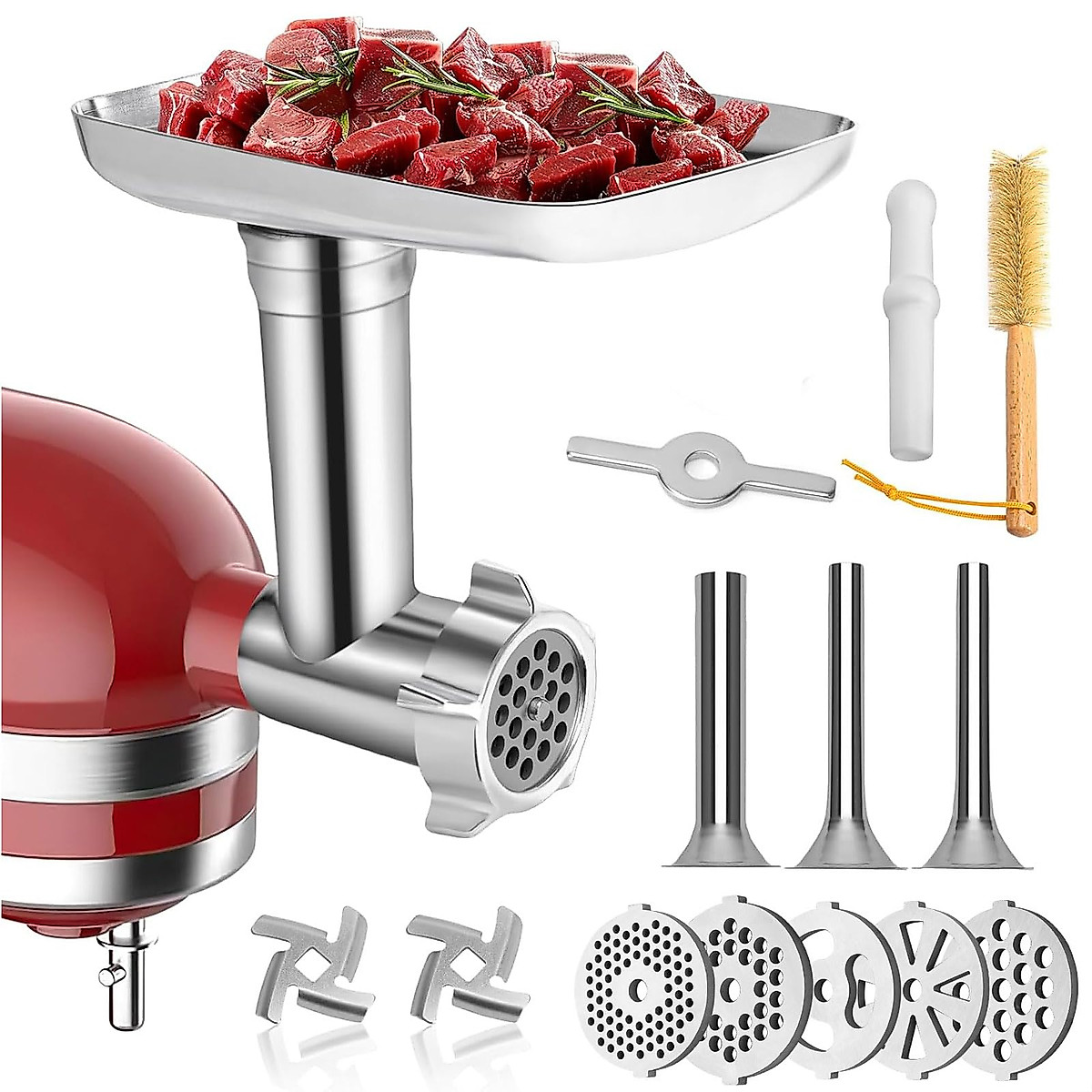 Meat Grinder Attachment for Kitchenaid, HOMGEN Professional Food Meat Grinder Attachment for Kitchenaid Durable Sausage Stuffer for kitchenaid Standmixers With Complete Accessories to Enjoy Cooking