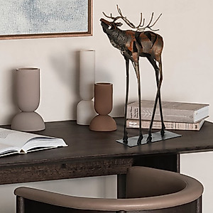 ASLUSNEY Metal Deer Statues,Elk Sculptures handicrafts Home Decor,100% Handmade Rustic Metal Crafted Reindeer Ornament Figurines Gifts for Bookshelf Office Desk & Home Decorations(Deer)