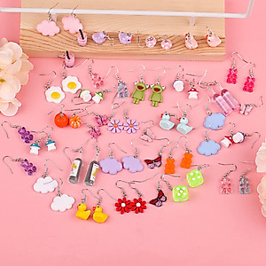 30 Pairs Fun Earrings Cute Earrings Weird Earrings, Zinc Y2k Aesthetic Funny Funky Earrings Kawaii Earrings Cool Indie Earrings for Women Mmultipack