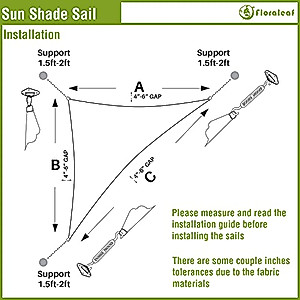 FLORALEAF Sun Shade Sail Right Triangle Permeable Canopy Awning for Patio Backyard Lawn Garden Outdoor Activities, Beige, 8'x8'x11.3'