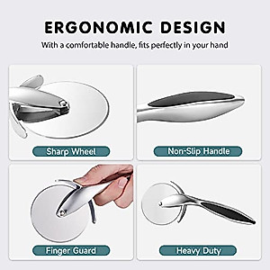KITEXPERT Pizza Cutter, Super Sharp Stainless Steel Pasta Slicer, Easy to Clean & Dishwasher Safe Pizza Cutter Wheel, Pizza Slicers with Slip Resistant Zinc Alloy Handle
