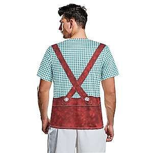 Colorful House Oktoberfest T-Shirt Men October Festival Costume German Costume Lederhosen Men Shirt Green(Green, X-Large)