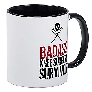 Badass Knee Surgery Survivor Mug - Ceramic 11oz RINGER Coffee/Tea Cup Gift Stocking Stuffer