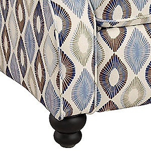 Elm Lane Blue Diamond Recliner Chair Modern Armchair Comfortable Push Manual Reclining Footrest Upholstered for Bedroom Living Room Reading Home Relax Office Napping