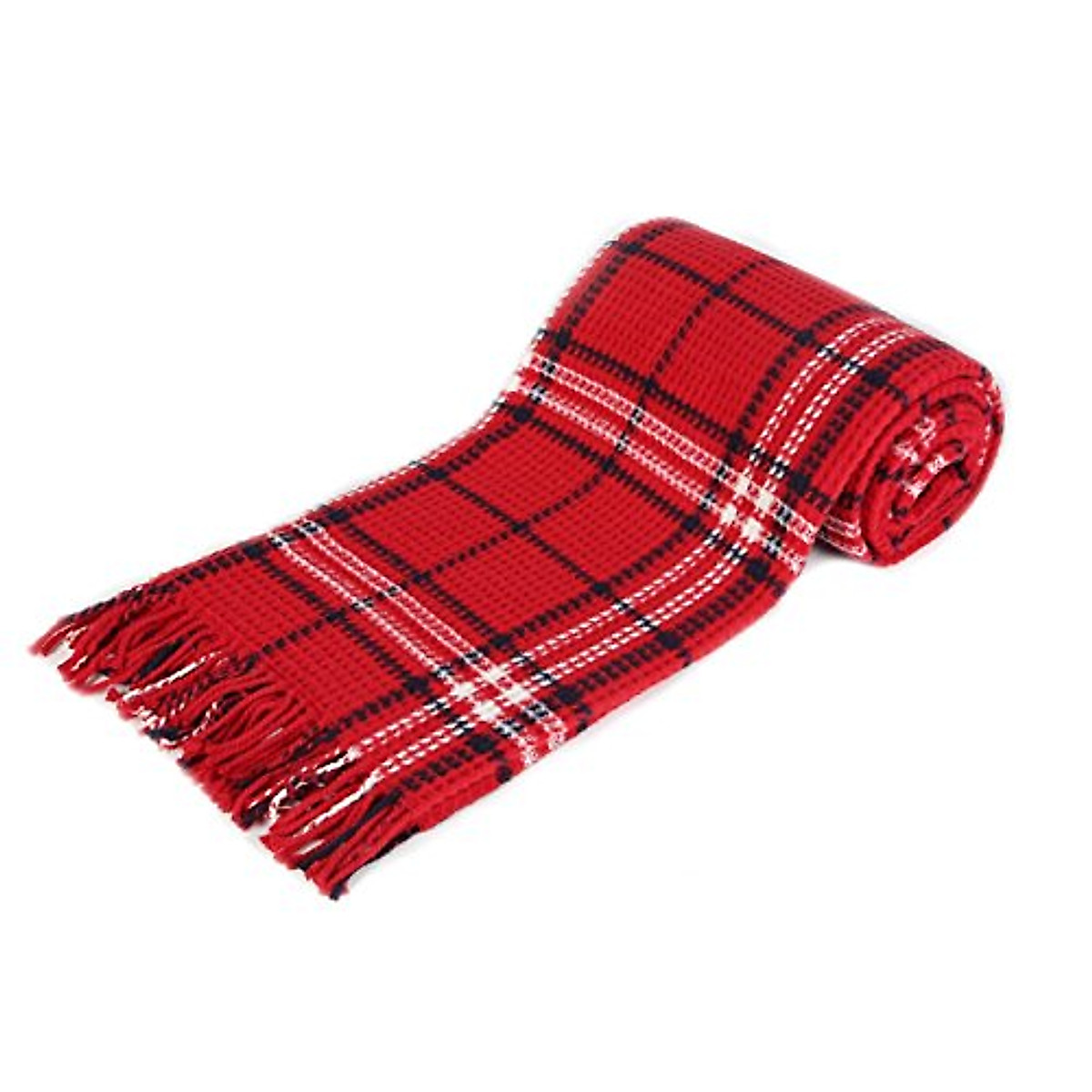 Arus Scotch Collection Tartan Plaid Design Cotton Blend Throw Blanket, Red Label