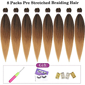 Pre-stretched Braids Hair Professional Itch Free Hot Water Setting Synthetic Fiber Ombre Yaki Texture Braid Hair Extensions 26 Inch 8 Packs Beyond Beauty Braiding Hair 1B-30-27…