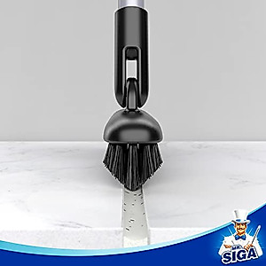 MR.SIGA Heavy Duty Grout Scrub Brush with Long Handle, Shower Floor Scrubber for Cleaning, Tile Scrub Brush with Stiff Bristles