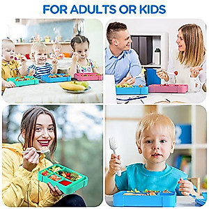 JSCARES Bento Box Adult Lunch Box, Bento Box Lunch Box Snack Containers for Kid/Adult/Toddler, 6 Compartment Bento Lunch Box for Kids, BPA Free Microwave & Dishwasher & Freezer Safe(Blue)