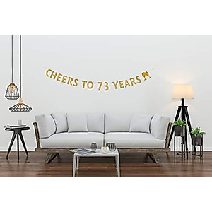 MAGJUCHE Gold glitter Cheers to 73 years banner,73th birthday party decorations