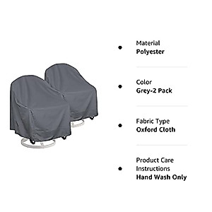 ZILOMI Outdoor Swivel Lounge Chair Cover 2 Pack, Fits Most Lawn Patio Chairs / Swivel Dining Chair (32'' Lx35'' Wx36'' H) ,480D Oxford Cloth Water-Resistant,Gray