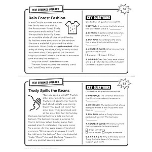 100 Task Cards: Text Evidence: Reproducible Mini-Passages With Key Questions to Boost Reading Comprehension Skills