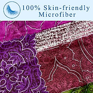 Plush Blanket Throw Blanket Warm Cozy Soft Microfiber Blankets, Patchwork Ethnic Purple Green Tribal