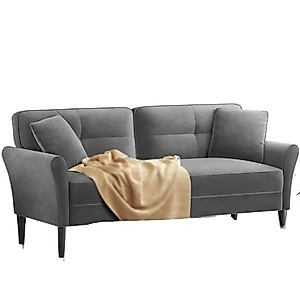 FANCUF White Velvet Sofa Couch, Comfy Sofas for Living Room, Small Couch for Bedroom (Color : D, Size : As Show)