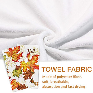 Seliem It’s Fall Y’All Maple Leaves Kitchen Dish Towel Set of 2, Watercolor Thanksgiving Leopard Leaf Fingertip Towel Hand Drying Baking Cooking Cloth, Autumn Seasonal Home Farmhouse Decoration 18x26