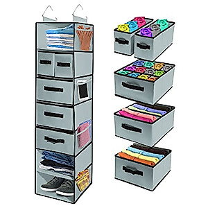 Tidy Zebra Hanging Closet Organizers with Drawers and Storage Shelves - Great Clothes Organizer for Closet, RV Storage, Perfect Storage Organization College Dorm Room Essentials for Students Dorm Room