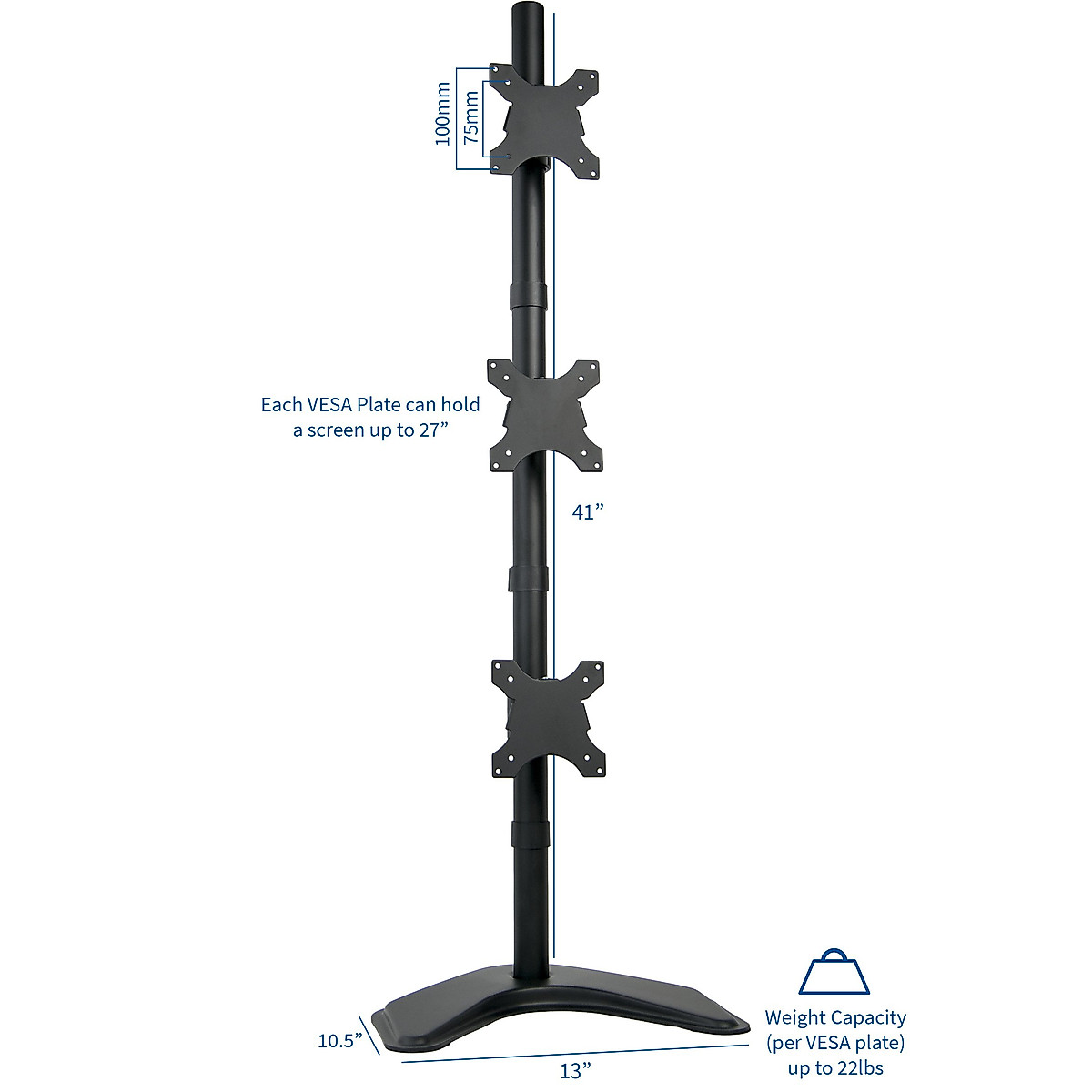 VIVO Triple Vertical LCD Monitor Height Adjustable Desk Mount Stand for 3 Screens up to 27 inches STAND-V003D