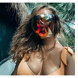 CHENSHU Oversized Full Face Sunglasses - Fashionable Sun Protection Polarized Face Shield,Beach, Outdoor Activities (BLUE), 168