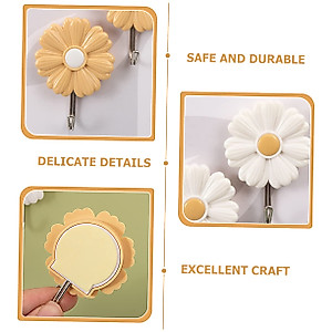 OKUMEYR 4Pcs Strongly Adhesive Decorative Daisy Wall Hooks Punch Clothes Hat and Towel Hanger Cute Adhesive Hooks for Home Decor and Organization