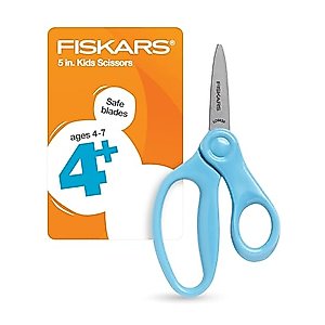 Fiskars 5" Pointed-Tip Scissors for Kids Ages 4-7, Scissors for School or Crafting, Back to School Supplies, Turquoise