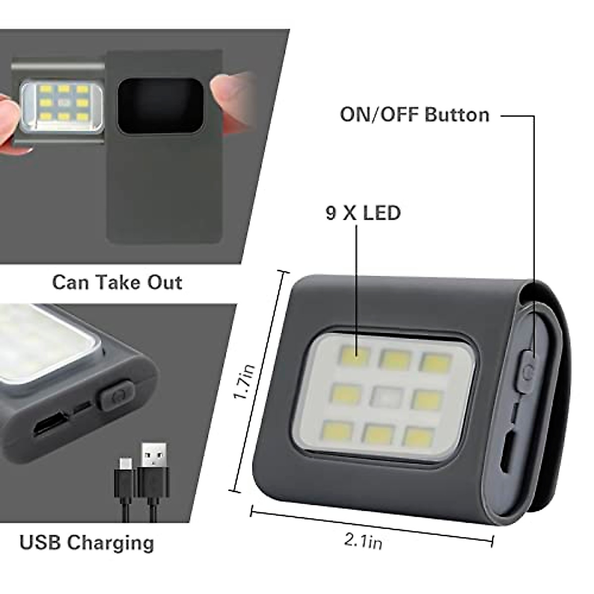 Running Light, 2 Pack USB Rechargeable jogging Light 3 Lighting Modes Strong Magnetic Lights Portable Clip On Running Lights with Runners and Joggers for Running, Camping , Hiking, Outdoor Adventure
