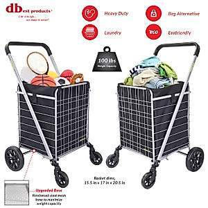 dbest products Cruiser Cart Deluxe Premium Liner Bag Shopping Laundry with Easy Detachable Hook and Loop Attachments Bolsa para Carritos de Compras